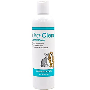 Ora-Clens Dental Rinse for Dogs & Cats - Cleans Teeth, Freshens Breath - Antimicrobial - 8 fl oz