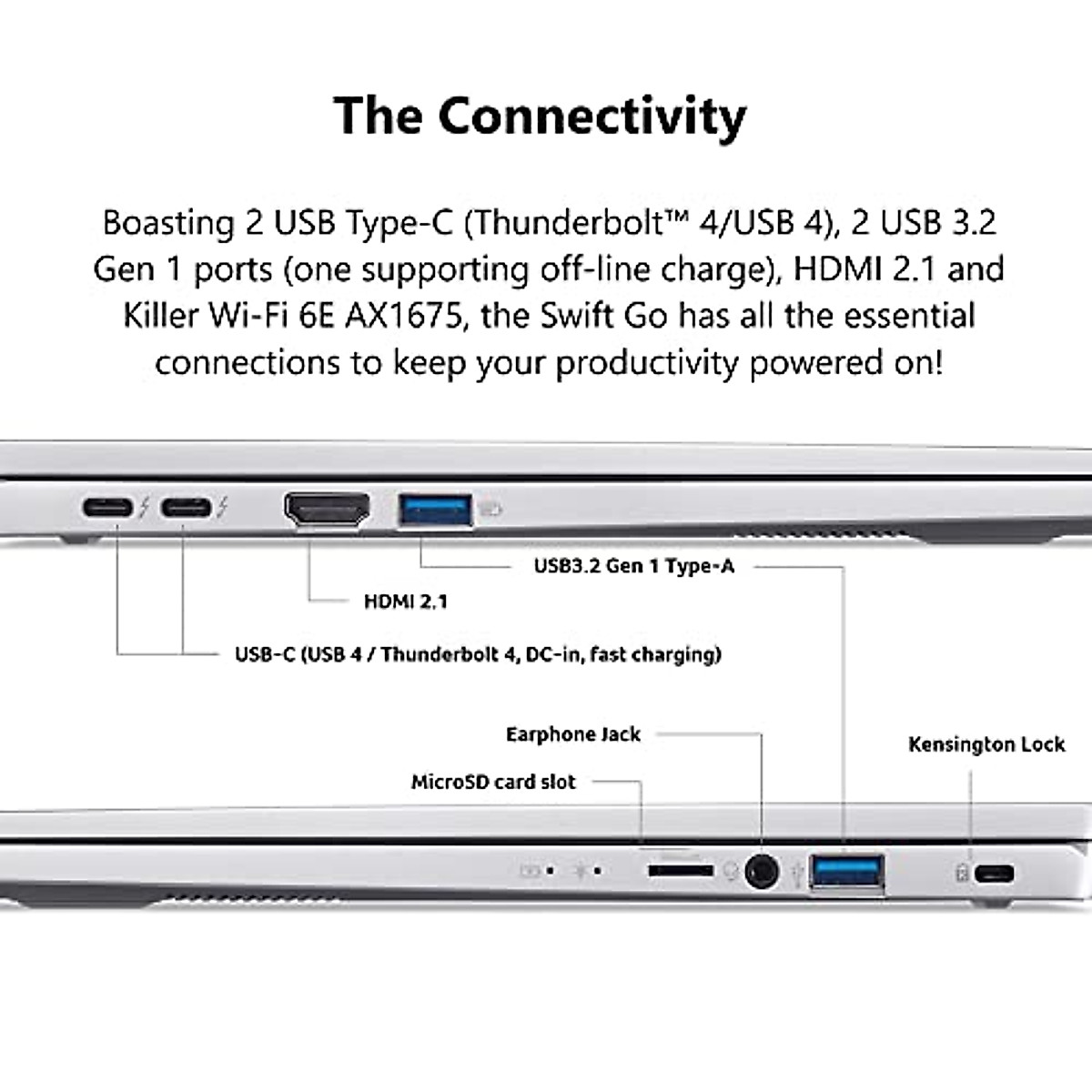 Acer Swift Go 14 Intel Evo Thin & Light Laptop 14" 1920x1200 100% sRGB Touch Display Intel Core i7-1355U Intel Iris Xe 16GB LPDDR5 512GB Gen 4 SSD Killer WiFi 6E AX1675 SFG14-71T-72QV