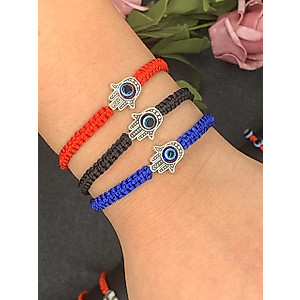 LAKIYOYO 14 Pcs Evil Eye Bracelets for Women 7 Knot Handmand Lucky Bracelets Adjustable Red Rope String Protection Bracelets Valentines Day Gifts
