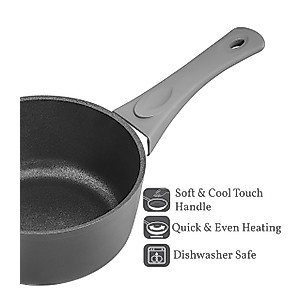 Saflon Titanium Nonstick 2 Quart Sauce Pan with Glass Lid Forged Aluminum with PFOA Free Coating