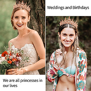 Velscrun Rose Gold Crystal Birthday Queen Tiara Crown for Women Girls Birthday Queen Headband Sash Elegant Princess Crown with Combs Hair Accessories Happy Birthday Party Decorations Mom Birthday Gift