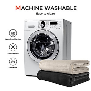 LINENLUX Large Dog Blankets Waterproof Couch Cover for Bed Pet Washable Thickened Furniture Protector Sherpa Fleece Reversible, Black 85" x 57"