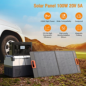 GRECELL Portable Power Station 2400W Solar Generator with 2 * 100W Solar Panel, 1843Wh UPS Backup LiFePO4 Battery Power Supply with 11 Outlets(4 2400W AC Outlets,2 PD100W) for Home CPAP Camping RV