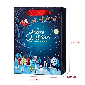 ARTLYMERS 24Pcs Small Christmas Gift Bags with Handles, Tissue Papers for Gift Wrapping, Bulk Kraft Paper Bags Assorted Christmas Prints for Xmas, Birthday, Holiday, Party Favor, Goody, Take-Out