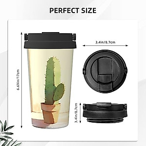 WANGXUEE Cactus Print 500ml Stainless Steel Travel Tumbler Double Wall Vacuum Insulated Coffee Mug