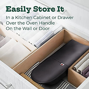 Big Red House Double Oven Mitt with The Heat Resistance of Silicone and Flexibility of Cotton, Recycled Cotton Infill, Terrycloth Lining, 480 F Heat Resistant, Gray