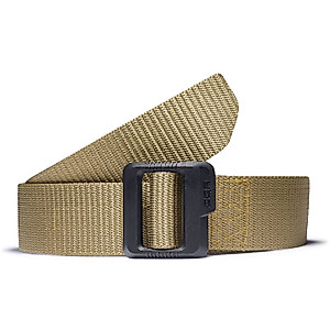 CQR Tactical Belt, Military Style Heavy Duty Belt, Webbing EDC Quick-Release Buckle, 2pack Plastic Flip Tab Black/Khaki, Large