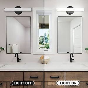 FOLKSMATE Modern Dimmable LED Vanity Light Bar Lighting Fixtures, 15.9 Inch LED Bathroom Light Fixture Over Mirror, 15W 1300LM Daylight White 5000K Wall Sconces Lighting, Black Bath Light Bar