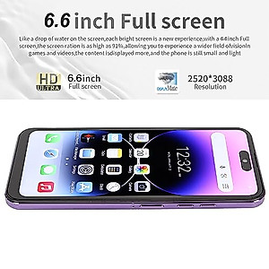 PUSOKEI Unlocked Android Cell Phone, Face Unlock Mobile Phone, 6.6 inch HD Screen, 2520 * 3088 Resolution, 8+24MP Dual Camera,10 Core CPU,8GB+256GB ROM, 2.4G 5G Dual Band WIFI Smartphone