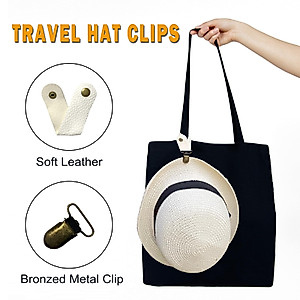 3 PCS Hat Clip for Travel, Portable Leather Clips for Holding Cap on Bag, Travel Hat Clip for Purse Backpack Luggage (3PCS Black)