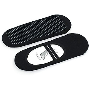 GoWith 2 Pairs Women Non-Slip Yoga Socks, 80% Cotton Pilates Fitness No Show Socks, Workout Grey Black Socks, Shoe Size: 5-10