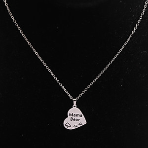 BEKECH Papa Bear Mama Bear Keychain Necklace Set Family Couples Jewelry Gifts for Mom & Dad (2 cubs)