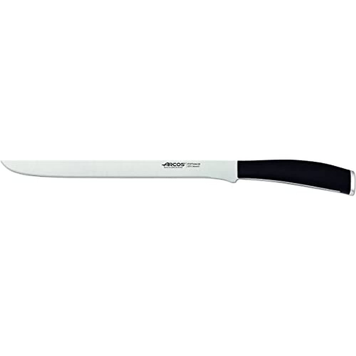 ARCOS - Slicing/Ham Knife 9 Inch - Nitrum Stainless Steel Blade - Black Polypropylene Handle - Elegant Design and Full Tang Support. Series Tango