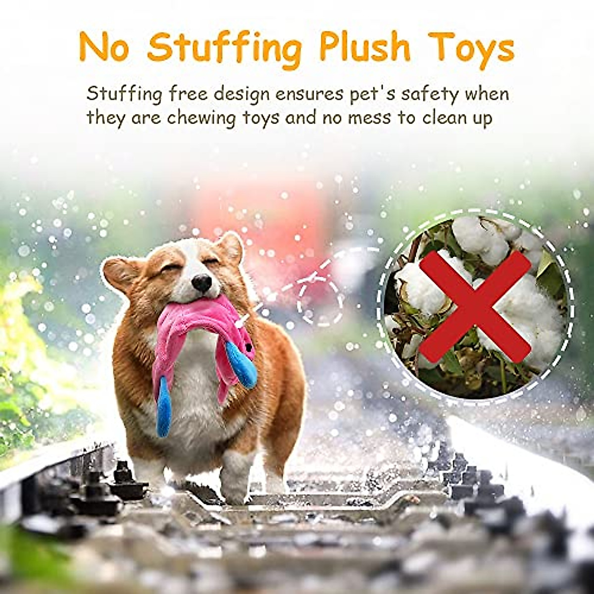 AWOOF No Stuffing Dog Toy, Crinkle Squeaky Dogs Teething Chew Toys Set for Small Medium Large Breed Puppies Aggressive Chewers,Durable Birthday Interactive Plaything Dogs Doggies Toys Bulk