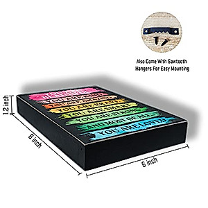 Maoerzai Rainbow Decor Cute Wall Decor, Inspirational Wood Box Wall Art,Room Decor Aesthetic for Teen Girls Inspirational Wall Art for Kids Bedroom Decorations. (Black - Inspirational Motto Sign, 6 X 8 inch)