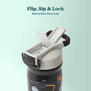 REDUCE 14 oz Hydrate Pro Stainless Steel Insulated Water Bottle - Flip Top Leak-Proof Lid, Dishwasher Safe, BPA-Free, Dual Wall Vacuum, Keeps Drinks Cold for 48 Hrs, Cup Holder Friendly - Galaxy