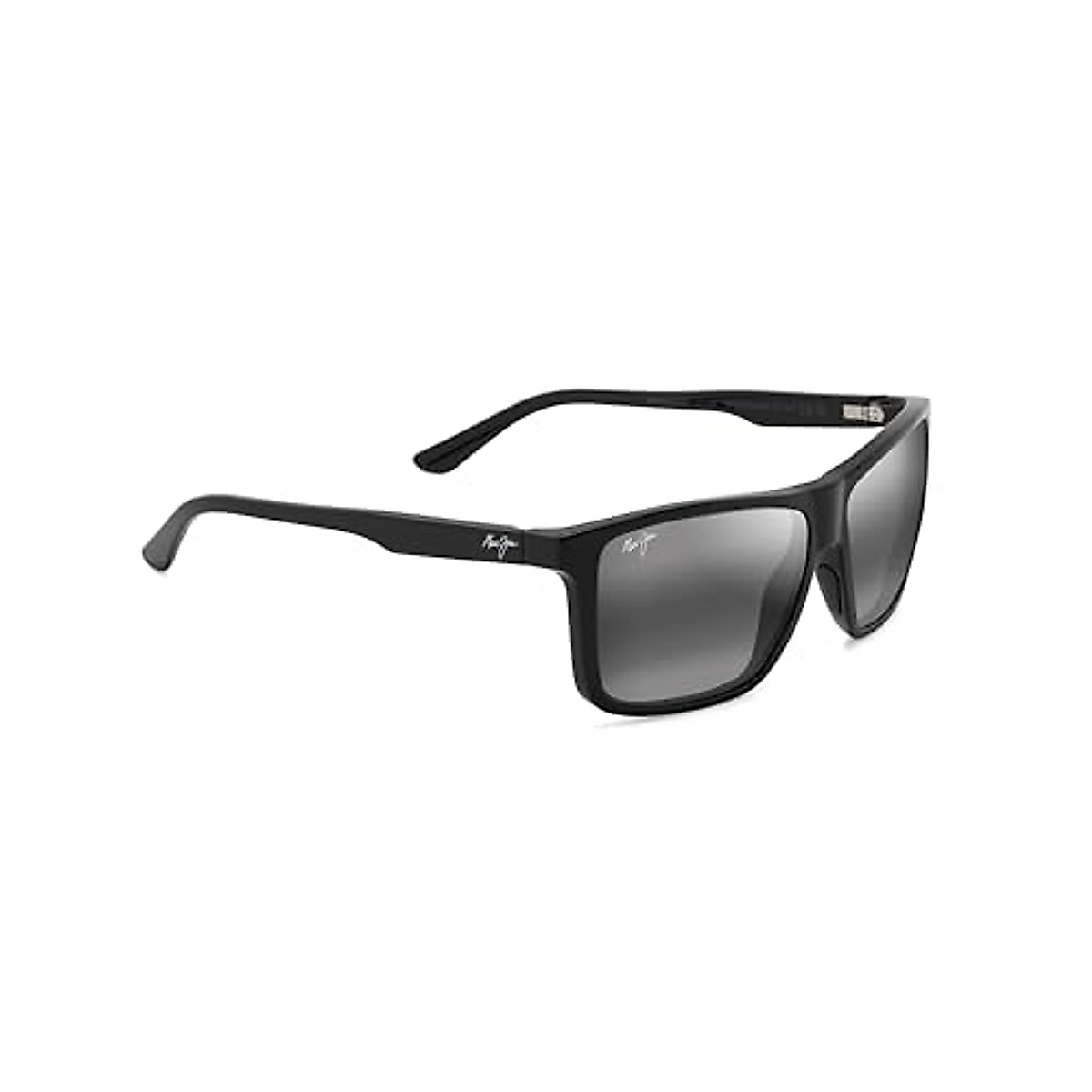 Maui Jim Mamalu Bay Rectangle Sunglasses, Gloss Black/Neutral Grey Polarized, Large