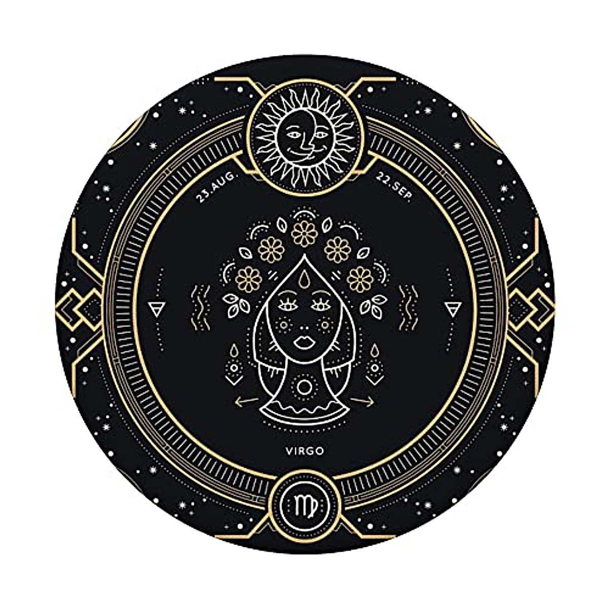 Virgo Zodiac Sign - Black and Gold Phone Accessory PopSockets Swappable PopGrip