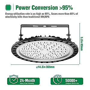 Viugreum UFO LED High Bay Light 300W, 30000LM Commercial Bay Lighting Daylight White (6000-6500K), IP65 Waterproof LED Warehouse Lighting for Garage Factory Workshop Ship from USA take 5-7 days to you