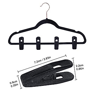 Velvet Hangers Clips, DIGHEIGG Clothes Pins for Pants Hangers Skirt Hangers, Black Strong Clips for Kids Toddler Hanger for Closet Organizer 16 Pack