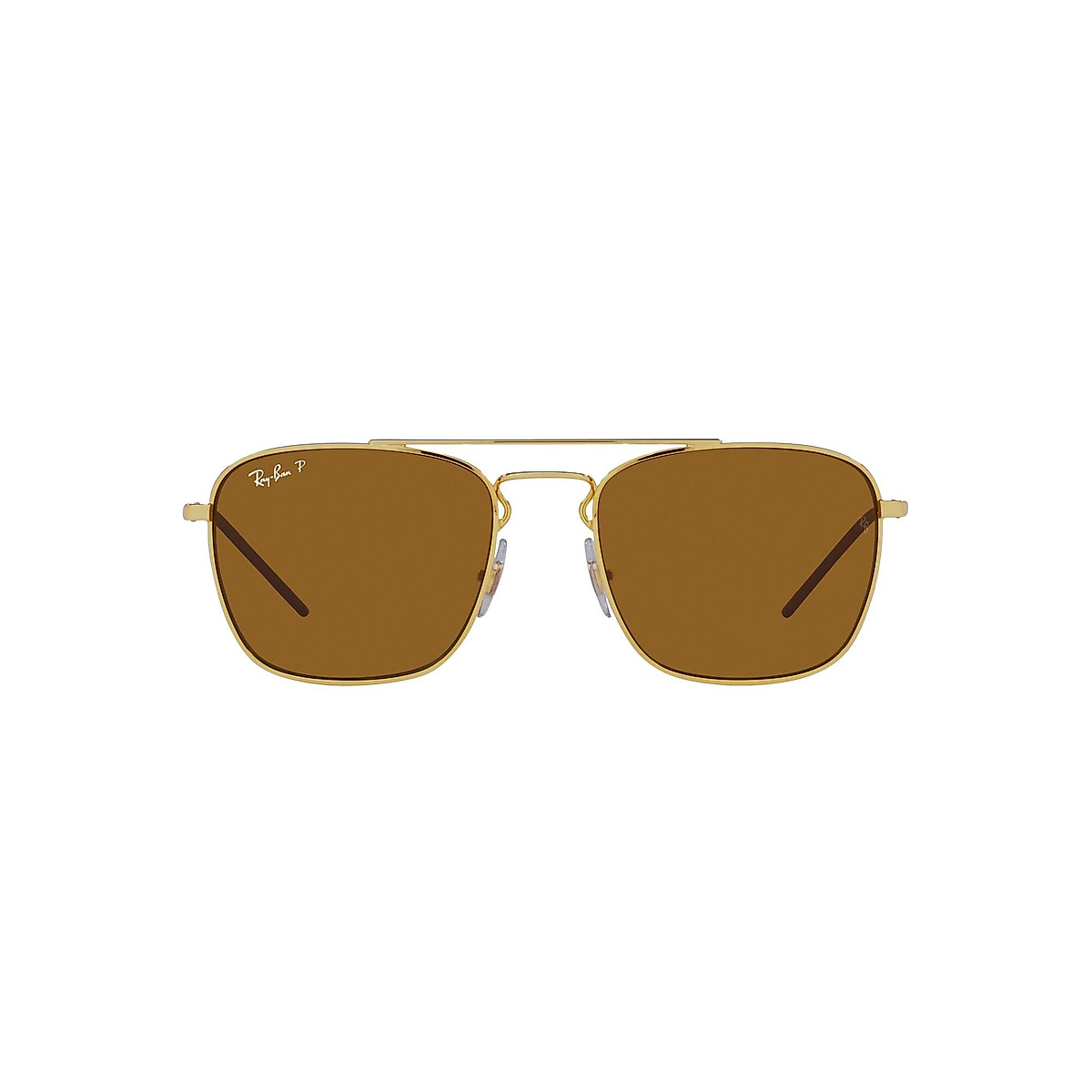 Ray-Ban RB3588 Square Sunglasses, Gold/Dark Brown Polarized, 55 mm