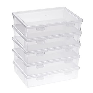 BTSKY Clear Plastic Storage Box with Flap Lid, Multipurpose Craft Organizers and Storage Box Art Supply Storage Organizer Plastic Sewing Box for Beads Pencils Notebooks, 6 Pack Small