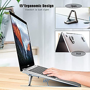 Portable Invisible Laptop Stand-2PCS,SUNTAIHO Mini Aluminum Cooling Pad,Computer Keyboard Mount Kickstand,Ergonomic Lightweight Laptop Desk Stand for MacBook Pro/Air, Lenovo,12-17 Inches Tablet&Laptop