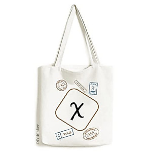 Greek Alphabet Chi Black silhouette Stamp Shopping Ecofriendly Storage Canvas Tote Bag
