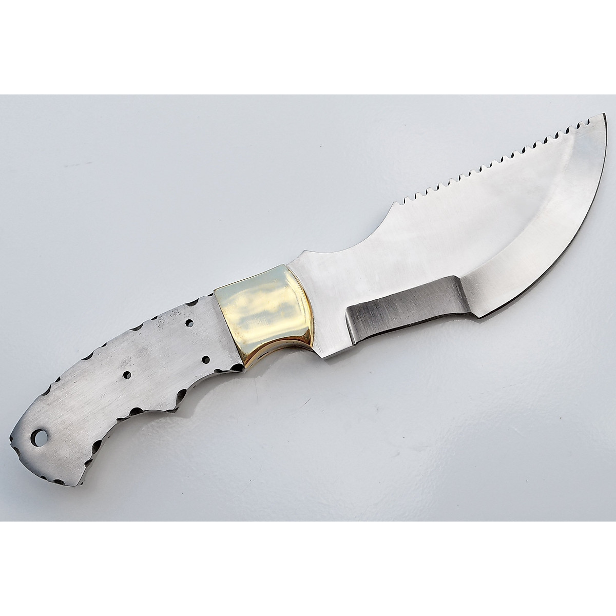 Whole Earth Supply Tracker 1095 High Carbon Steel Large Knife Blank +Brass Finger Guard for Custom Making Knives Blade Blades Blanks Hunting