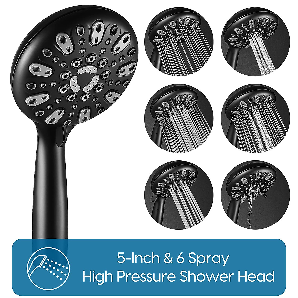 WRISIN Black Shower Faucet Set with Tub Spout (Valve Included), Black Shower Head and Handle Set, Shower Valve Kit with Shower Head and Handheld