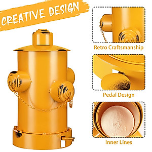 Hoolerry Fire Hydrant Trash Can Retro Creative Garbage Can with Inner Bucket Large Capacity Wrought Iron Pedal Trash Can Indoor Outdoor Waste Bins for Park Garden Kitchen Garbage (Yellow, Medium)