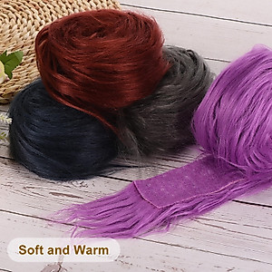 MECCANIXITY Faux Fur Fabric Square, 59x2 Inches Furry Fur Cuts Patches Plush Rug Chair Cover Seat Cushion Pad Black for Crafts Christmas Decoration Pack of 2