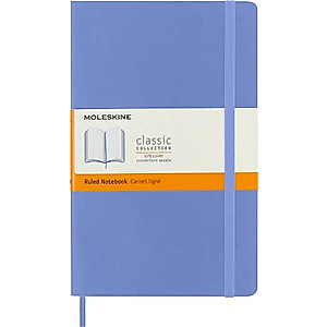 Moleskine Classic Notebook, Soft Cover, Large (5" x 8.25") Ruled/Lined, Hydrangea Blue, 192 Pages