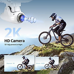 Potensic T25 Drone with 2K Camera for Adults, RC FPV GPS Drone with WiFi Live Video, Auto Return Home, Altitude Hold, Follow Me, Custom Flight Path, 2 Drone Batteries and Carrying Case