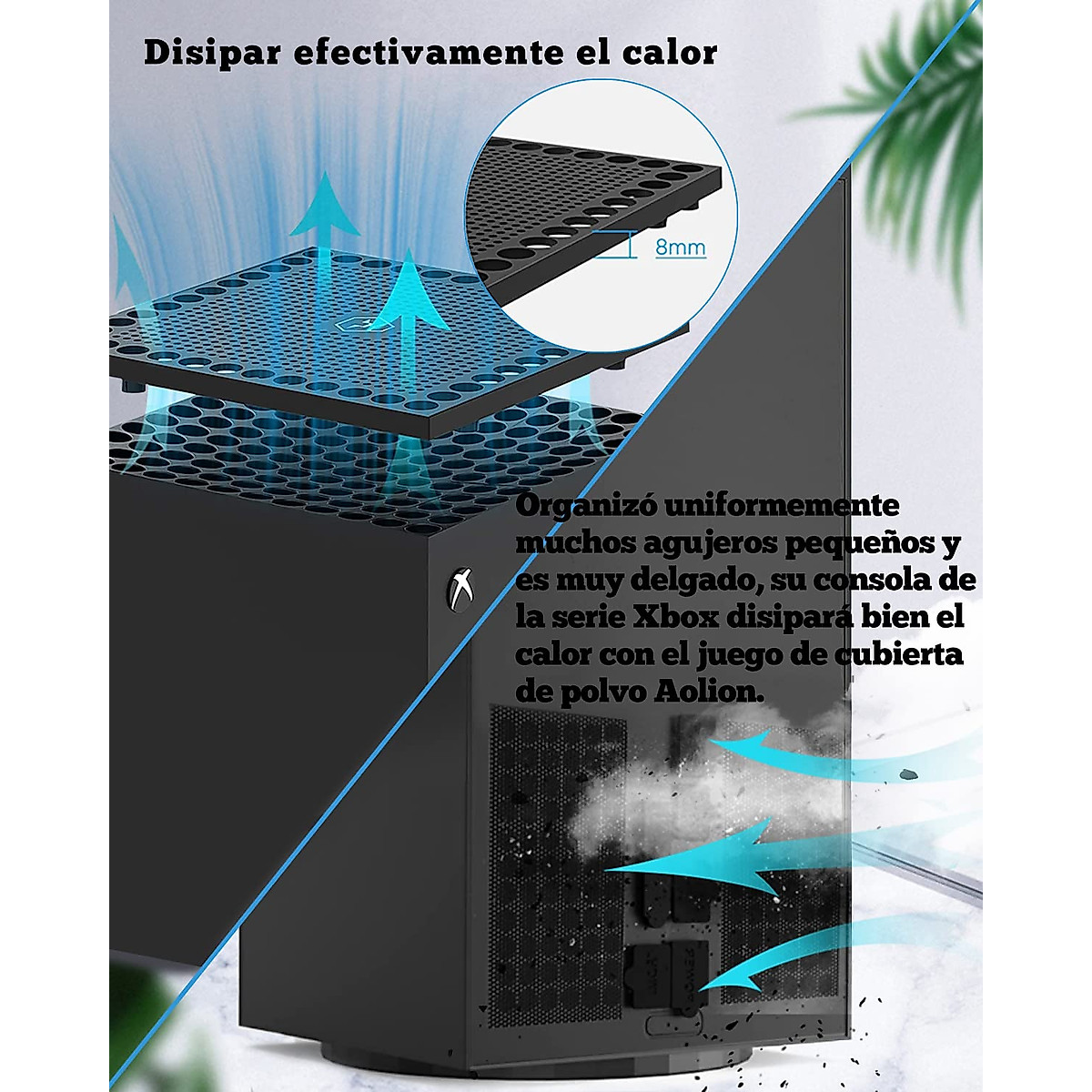 Dust Filter Cover for Xbox Series X, AOLION Xbox Series X Accessories, 21PCS Xbox Accessories with 1 Top Dust Filter Cover, 2 Holders, 2 Back Dust Filter Covers, 8 Silicone Plugs and 8 Thumb Grip Caps