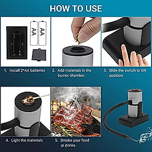 Portable Smoking Gun Set,2 PCS Smoking Gun Accessory Set,4 Flavors Natural Smoker Wood Chips for Bar BBQ Drinks Cooking Meat Cheese Cocktails Steak