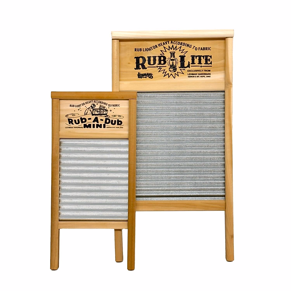 Lehman's Galvanized Steel Manual Washboard, Rub-A-Dub, Wavy, V Crimp, for Function, Decor, or Music, Small 18 in x 8.5 inches