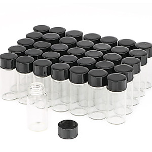 USRommaner 50 Pack,5ml (1/6 oz) Clear Glass Liquid Sample Vial with Screw Caps,Empty Refillable Travel Glass Essential Oil Bottle Preservation Storage Test Vials Container-FREE Funnel&Dropper