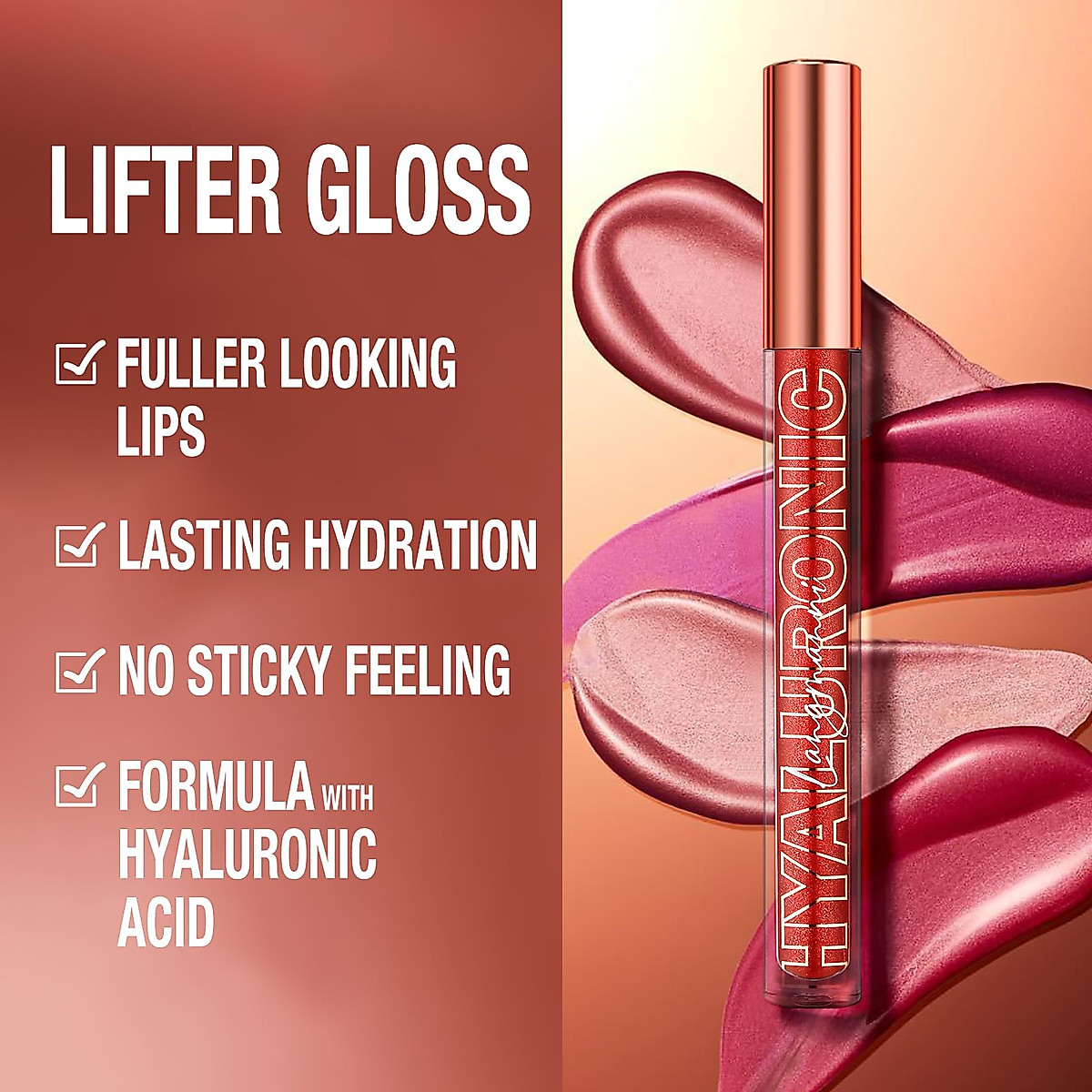 LANGMANNI Hyaluronic Acid Lip Gloss Set(3Pcs),Shimmer & Long Lasting Smooth Texture Gloss For Lips Plumping,Moisturizing And Brightening. 0.1oz/pc (#1+#2+#3)