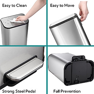 GarveeHome 5.3 Gallon Stainless Steel Trash Can, 20 Liter Rectangular Garbage Can, Step On Trash Can with Quiet Close Lid Foot Pedal & Inner Bucket for Kitchen Home Office Bedroom Living Room