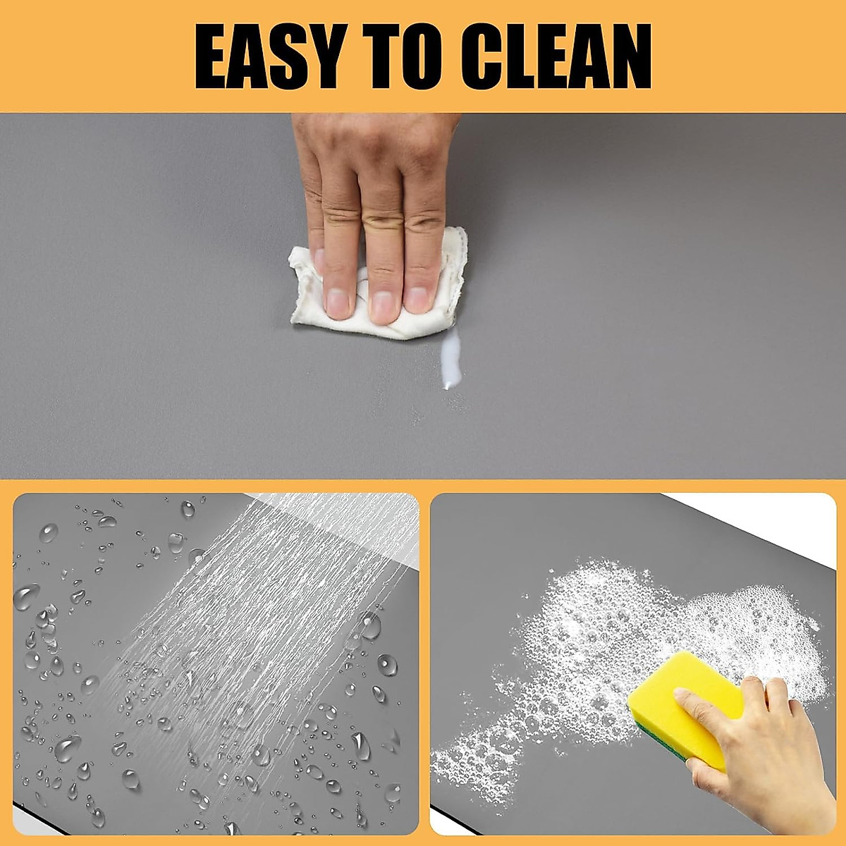 Under Sink Mat for Kitchen Super Absorbent, Quick Dry Kitchen Bathroom Cabinet Mat, 34" X 22" Or Smaller Cut to Fit Under Sink Drip Tray, Under Sink Liner Easy to Clean- Light Grey