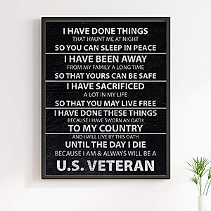 "I Am & Always Will Be A US Veteran" Patriotic Military Wall Art -11 x 14" Typographic American Poster Print-Ready to Frame. Home-Office-Shop-Man Cave-American Decor. Great Gift for All Veterans!