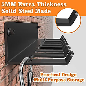 BRTGYM Gym Rack Organizer, Home Gym Accessories Hanger, Wall Mount Hooks for Olympic Barbells, Row Handles, Bats or Tools (E-Book Instruction Included)