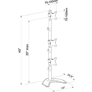 VIVO Triple Vertical LCD Monitor Height Adjustable Desk Mount Stand for 3 Screens up to 27 inches STAND-V003D