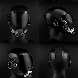 Marikito Cyberpunk Mask Helmet for Adult,Techwear Futuristic Masks, Halloween Holiday Party Cosplay Costume Props,Black, Anti-fog Lens