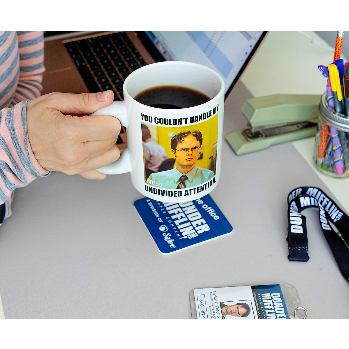 Silver Buffalo The Office Dwight Schrute Undivided Attention Ceramic Mug | Holds 20 Ounces