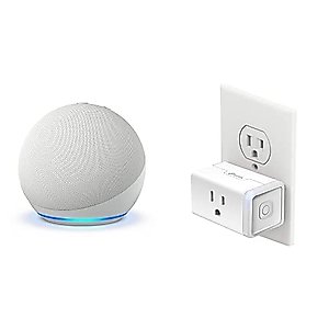 Echo Dot (5th Gen) | Glacier White with Kasa Smart Plug Mini