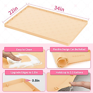 Sdpeia Under Sink Mat for [34" x 22"] Cabinet, Upgraded Silicone Waterproof Mat Kitchen Cabinet Liner Cabinet Protector Kitchen Organizers and Storage