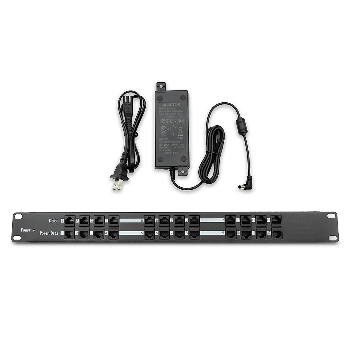 PoE Texas 12 Port PoE Injector with 48v120w Power Supply - 10/100 Data - Rack Mount - Add Passive Mode B 802.3af PoE to a Non PoE Switch for VoIP, WiFi AP, IP Camera, Security & Surveillance Systems
