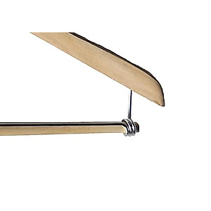 NAHANCO 17” Wooden Concave Suit Hanger with Locking Pant Bar, Natural Wax Finish (Pack of 100)